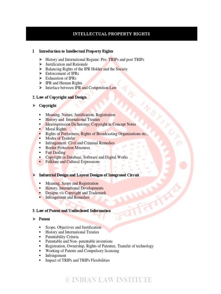Overview of Intellectual Property Rights | PDF | Trips Agreement ...