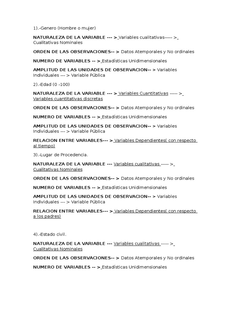 Clasificacion De Variables Pdf Interacciones De Disciplina