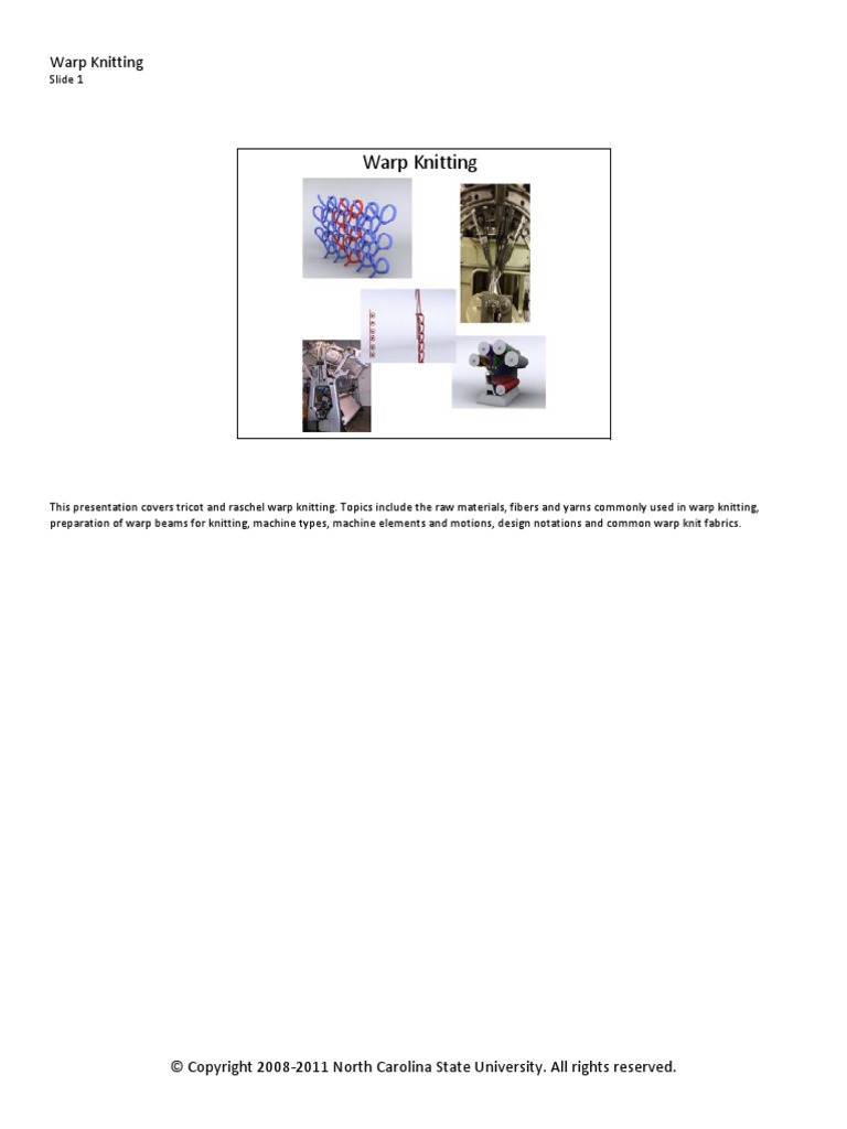 Warp Knitting | PDF | Knitting | Yarn