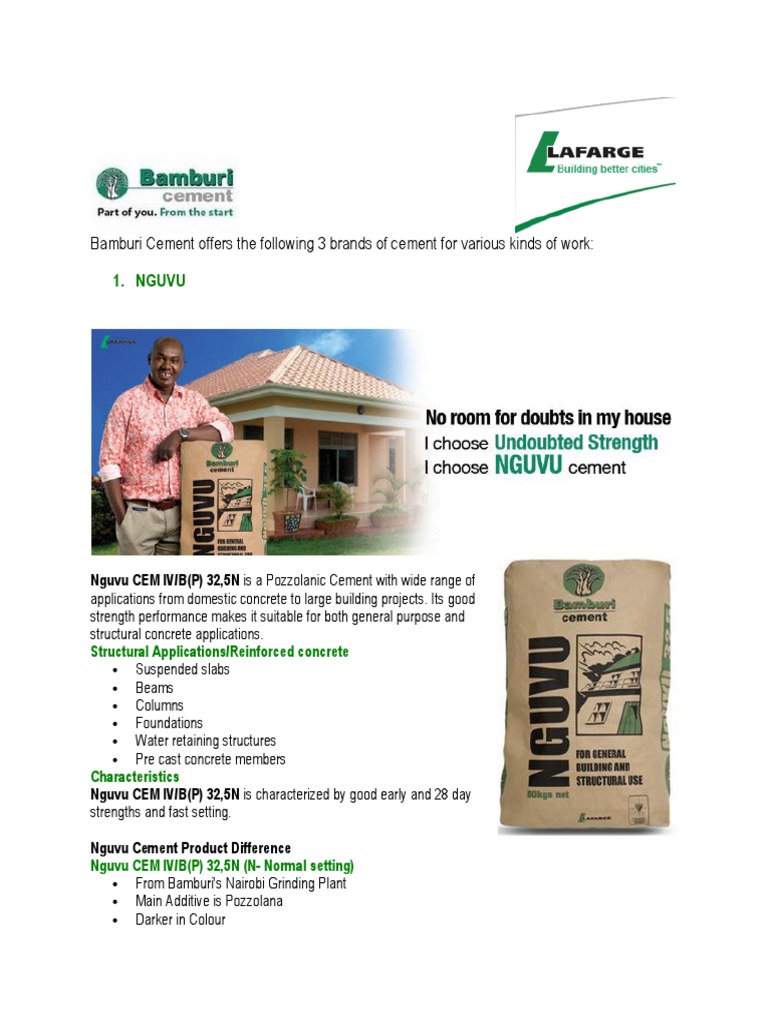 Bamburi Cement Guide | PDF | Concrete | Cement