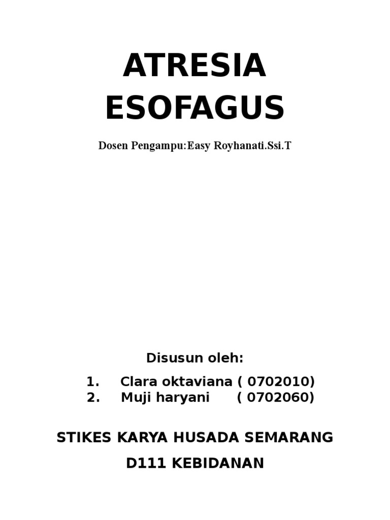 Atresia Esofagus New 1 | PDF | Kesehatan Holistik