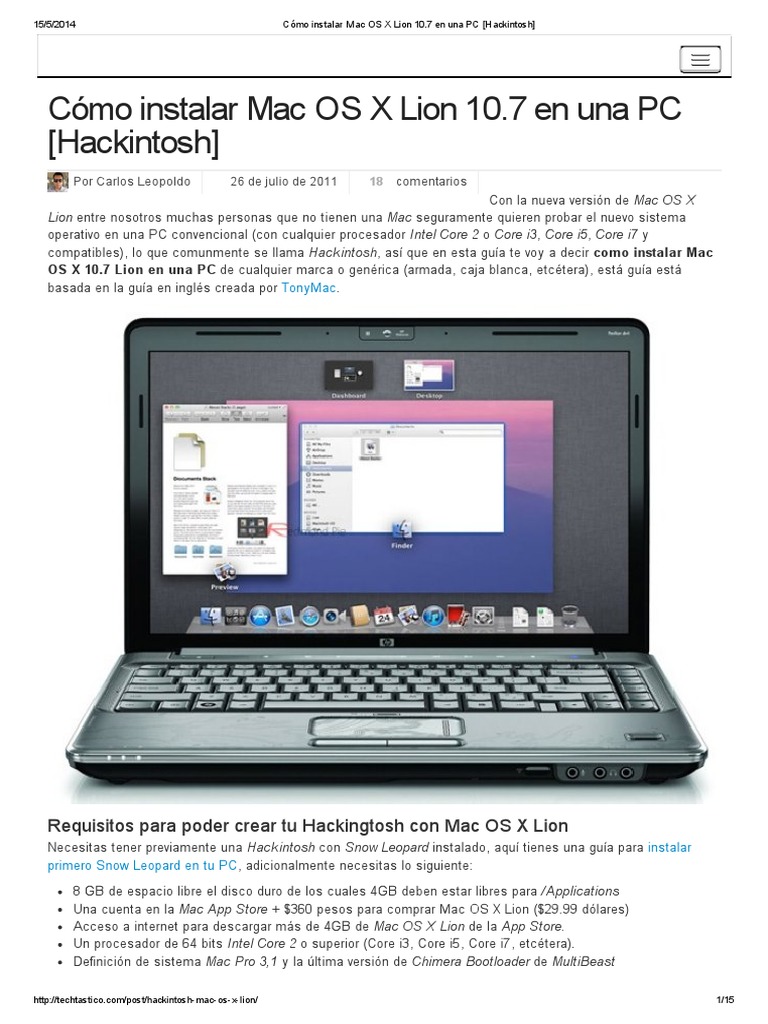 Cómo Instalar Mac OS X Lion 10 | PDF | Mac OS | Software del sistema