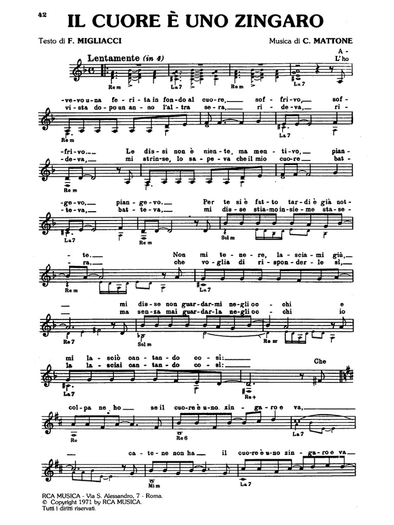 Il Cuore è Uno Zingaro - Nicola Di Bari & Nada | PDF