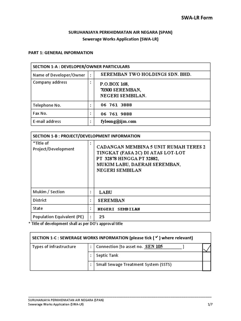 Form SWA-LR | PDF | Regulatory Compliance | Sanitary Sewer