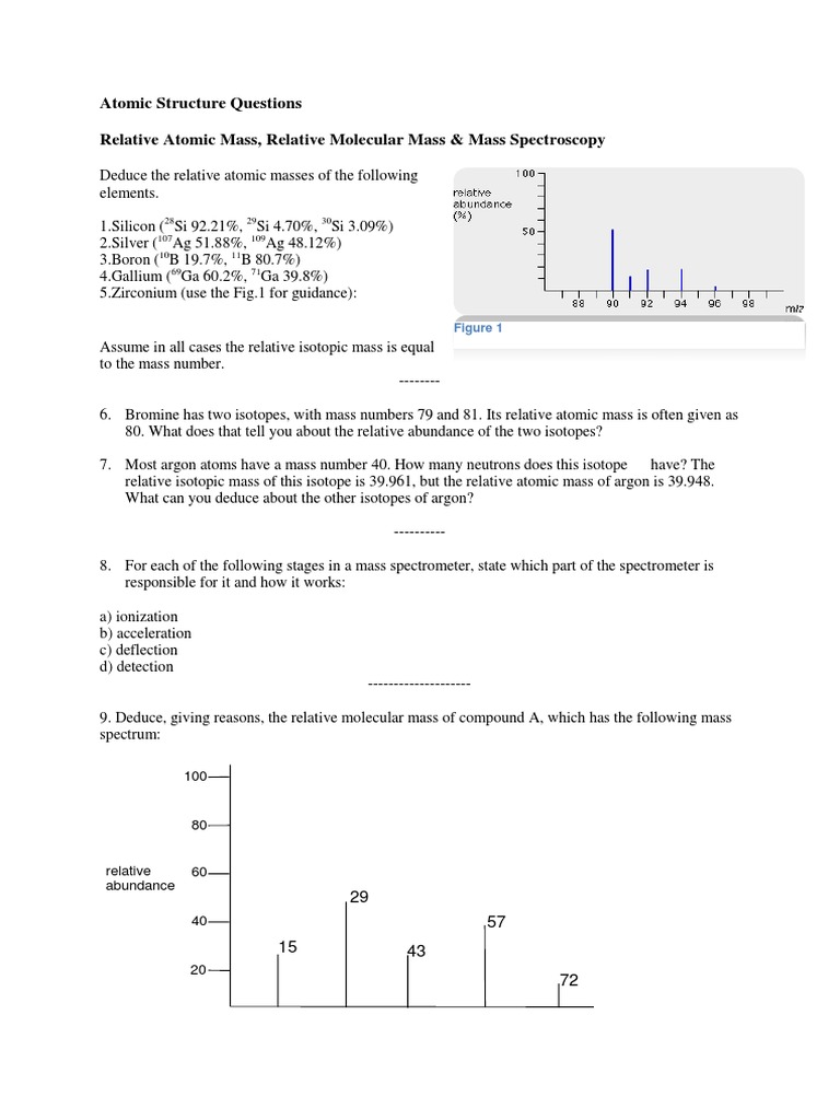 Relative Atomic Mass Questions | PDF | Teaching Methods & Materials ...