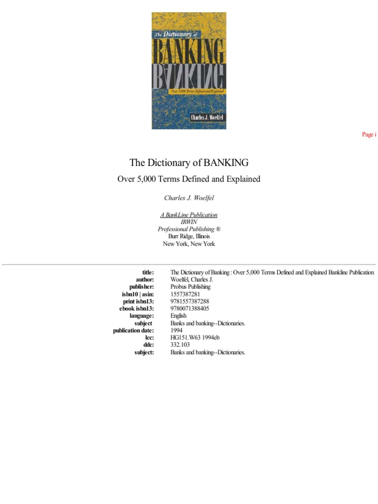 Banking Dictionary | PDF | Bonds (Finance) | Accounting