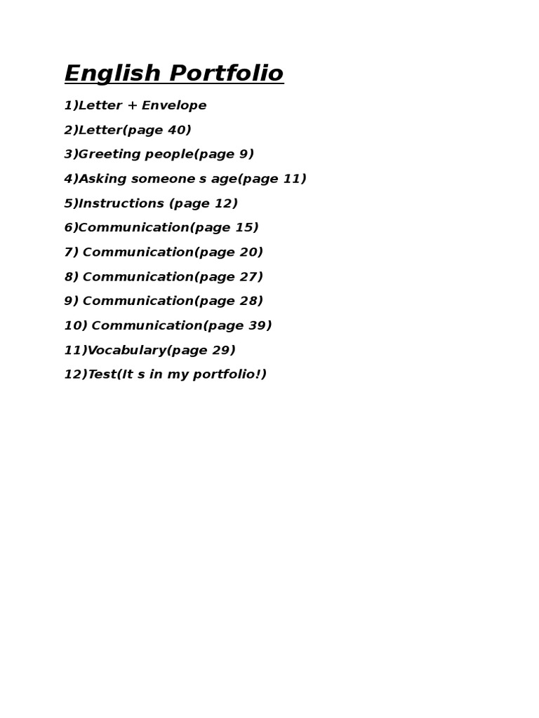 English 2 Portfolio Overview | PDF