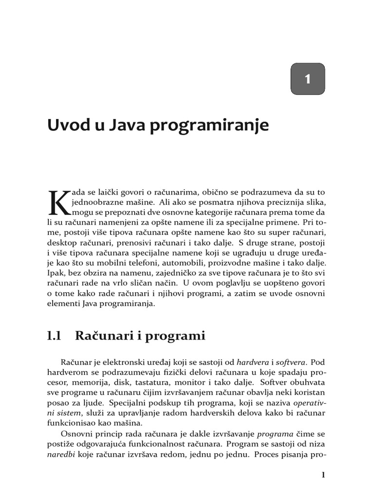 Uvod U Java Programiranje | PDF