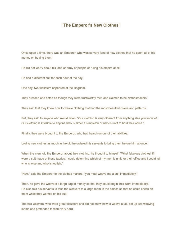 Emperor New Clothes | PDF | Weaving | Loom