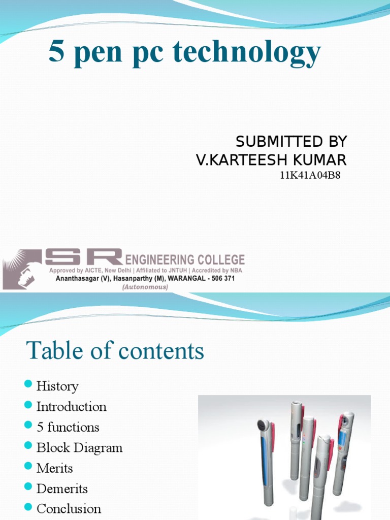 5 Pen PC Technology: Submitted by V.Karteesh Kumar | PDF