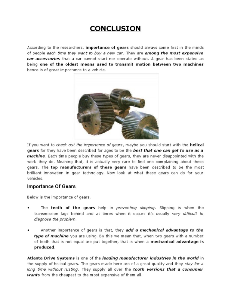 Conclusion | Gear | Mechanical Engineering