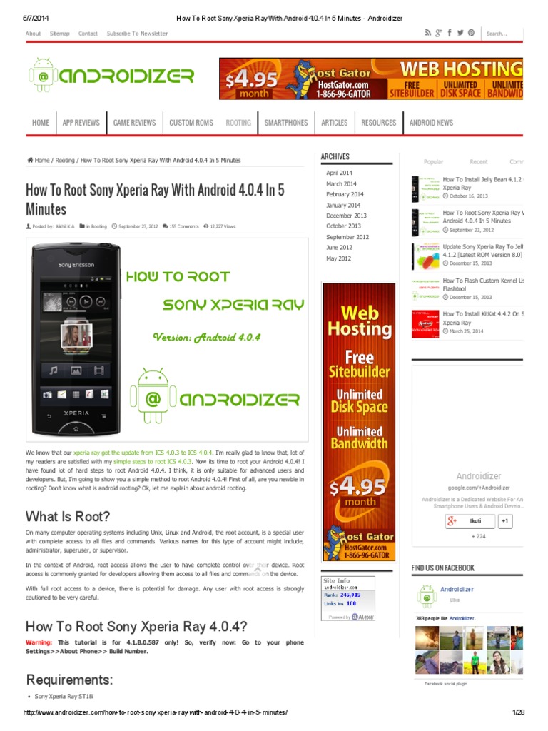 How To Root Sony Xperia Ray | PDF | Android (Operating System) | Booting