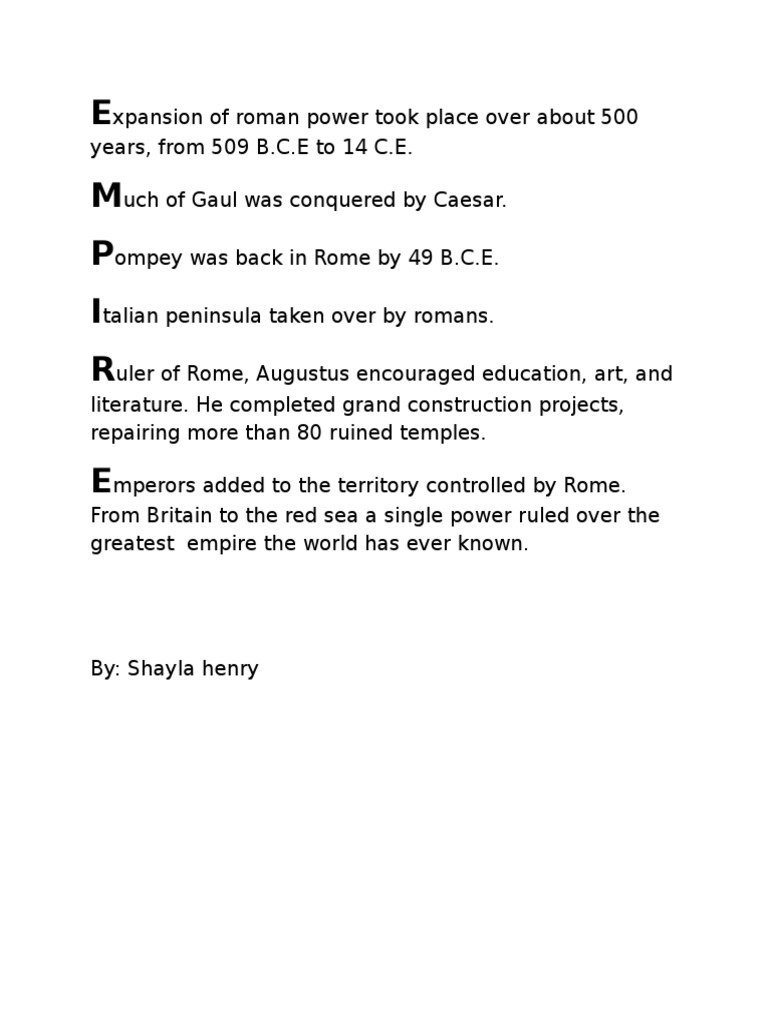 Rise of Roman Power: 509 B.C.E - 14 C.E. | PDF
