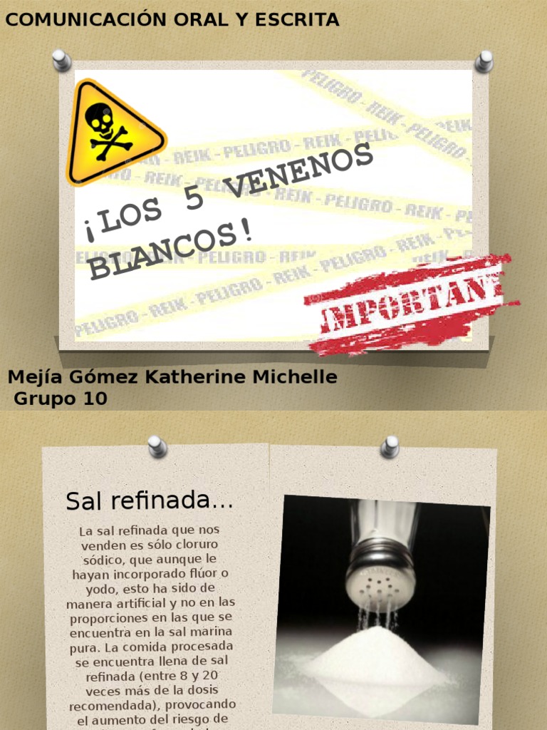 Los 5 Venenos Blancos en la Alimentación | PDF | sal | Azúcar