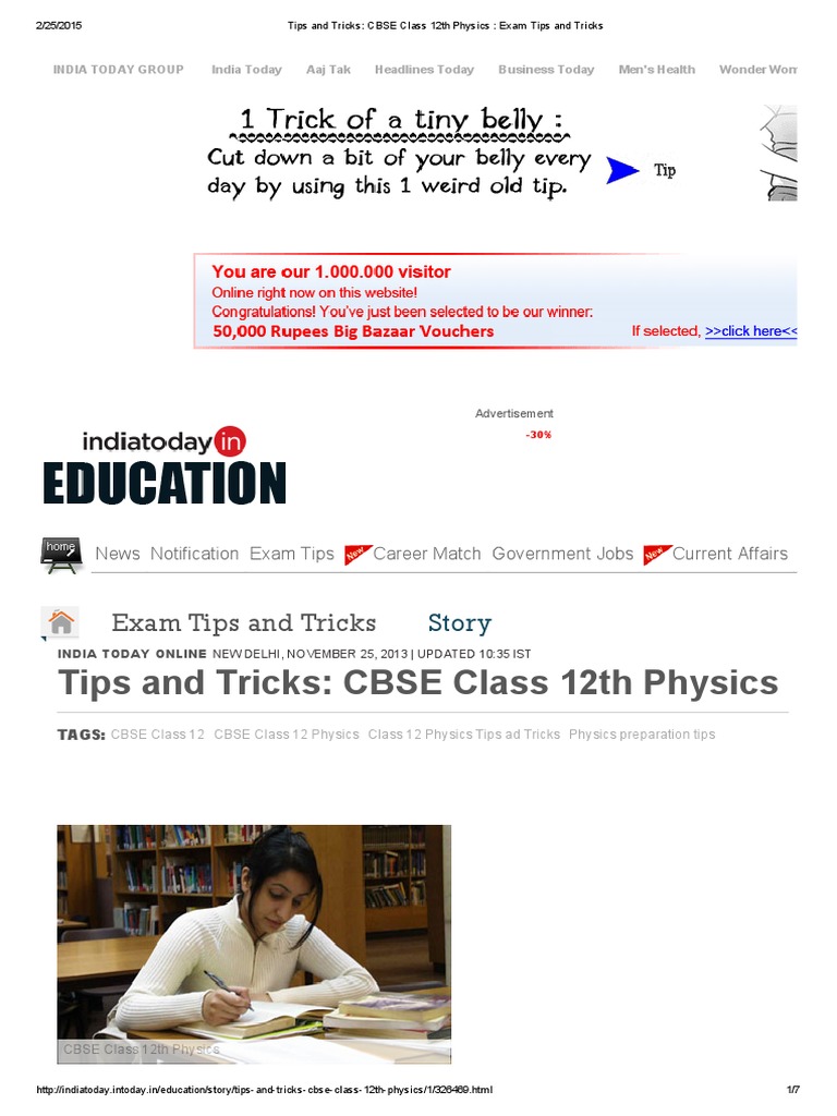 Tips and Tricks - CBSE Class 12th Physics - Exam Tips and Tricks | PDF ...
