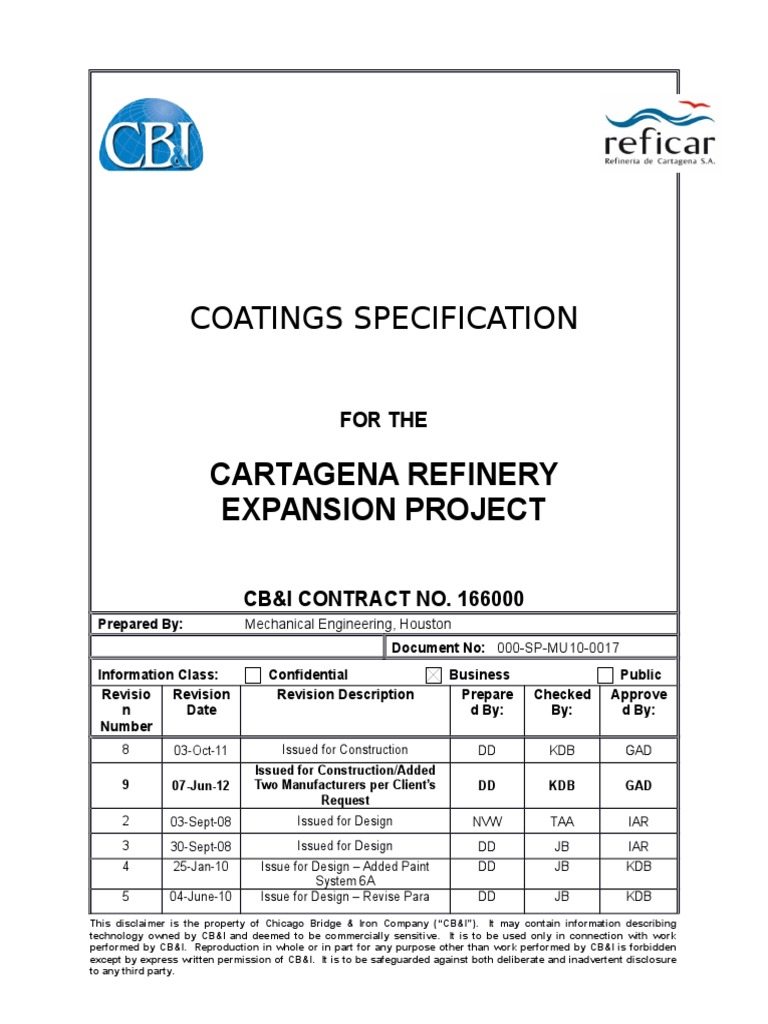 Revision 9 Coatings Specification | PDF | Paint | Specification (Technical Standard)