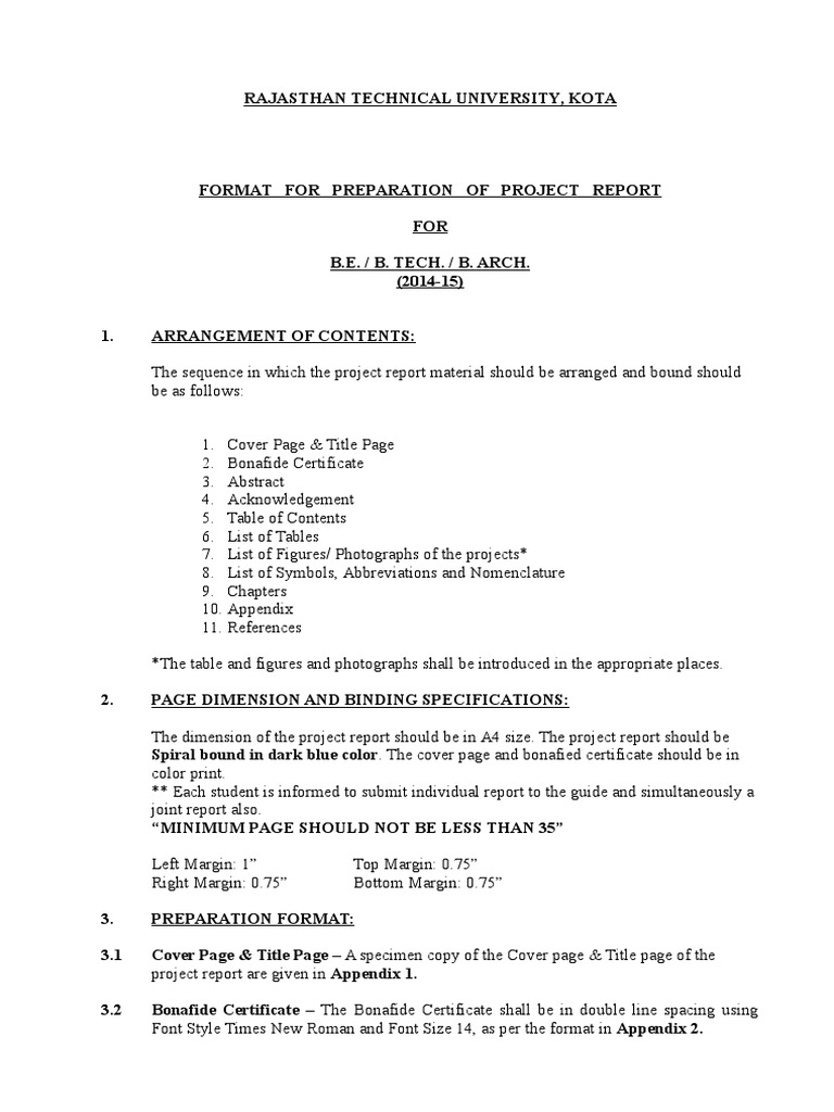 Format For Minor Project Report | PDF | Times New Roman | Typefaces