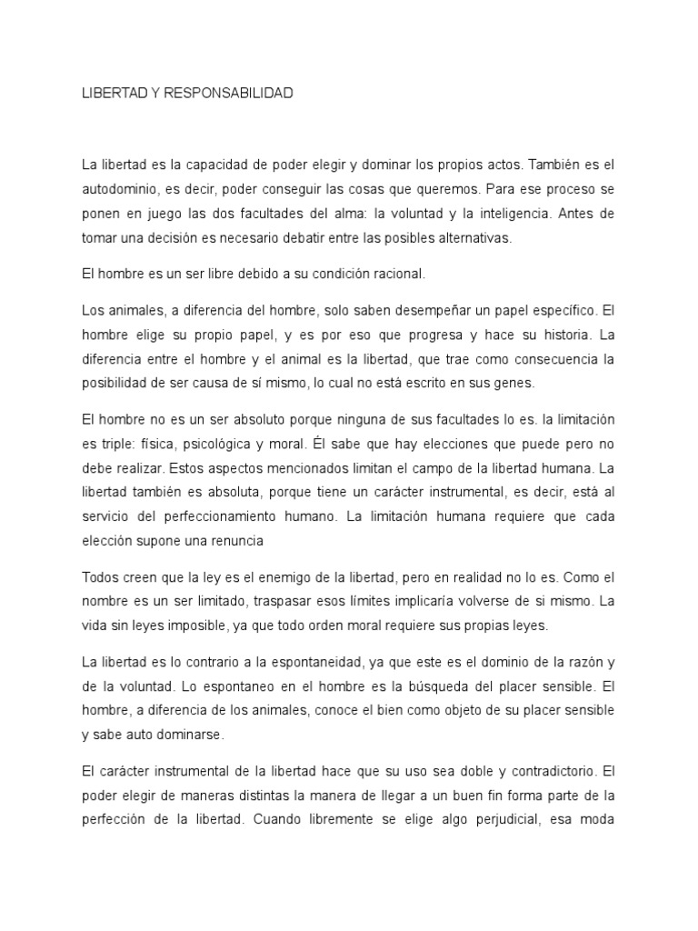 Libertad y Responsabilidad | PDF | Libertad | Moralidad