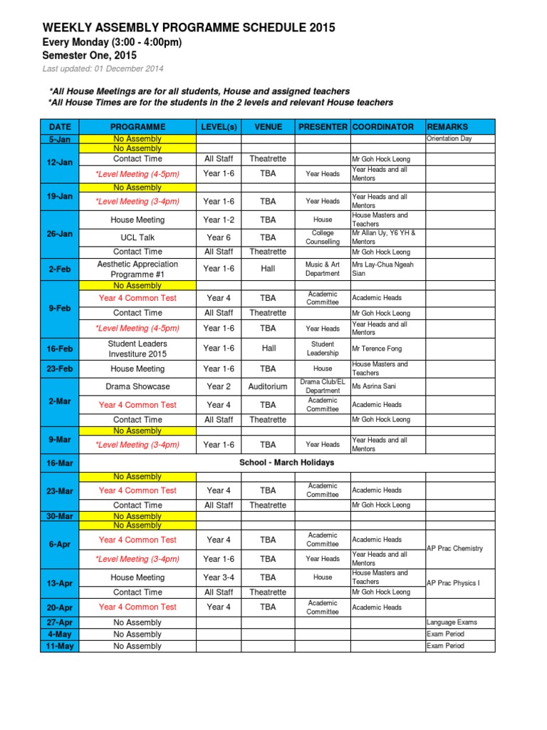Assembly Programme 2015 - Updated PDF | PDF | Schools | Cognition