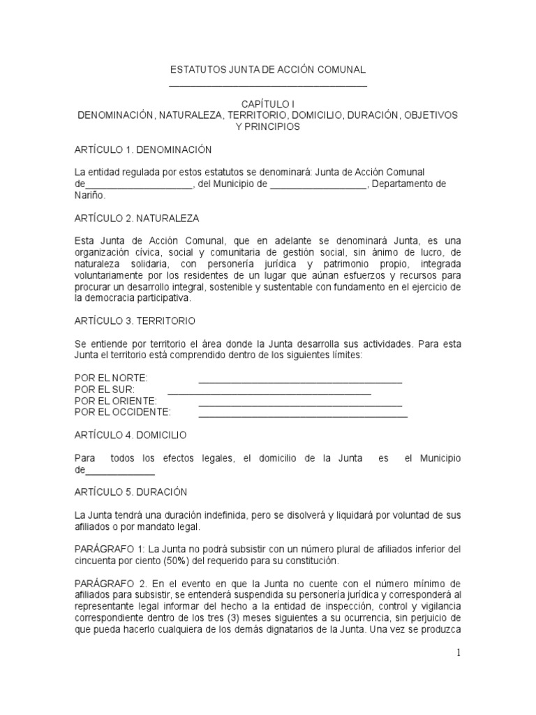 Modelo Estatutos Junta de Accion Comunal | PDF | Quórum | Comisión Europea