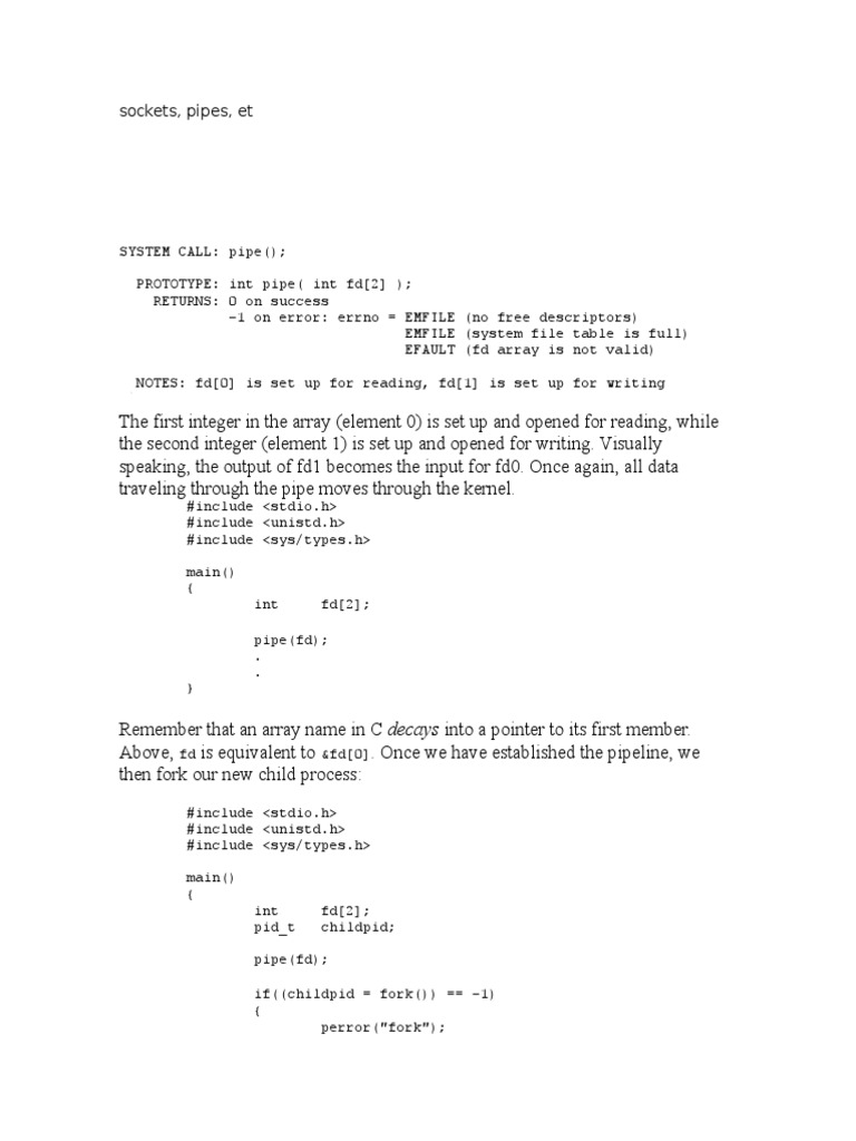 Sockets, Pipes, Et | PDF | Software | Computer Programming