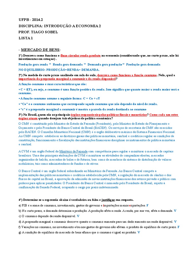 Função Consumo e Políticas Macroeconômicas | PDF | Moeda | Política ...