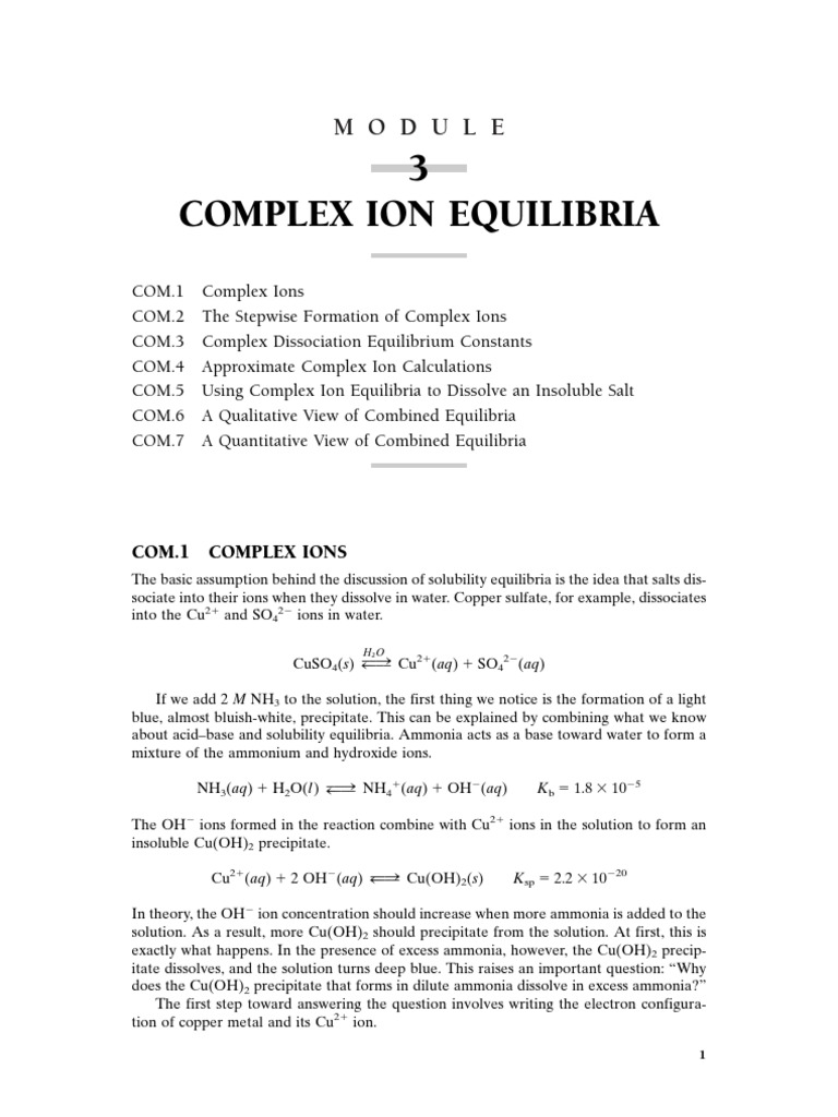 Complex Ion Equilibria Explained | PDF | Chemical Equilibrium | Acid