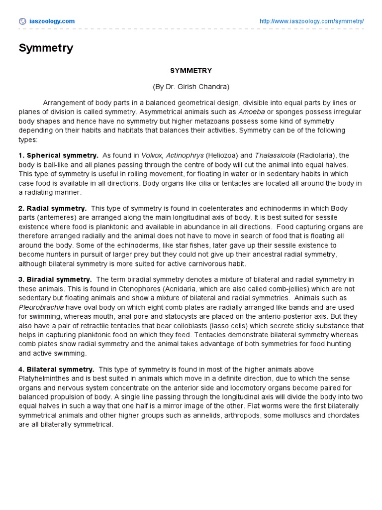 Body Symmetry | PDF | Zoology | Organisms