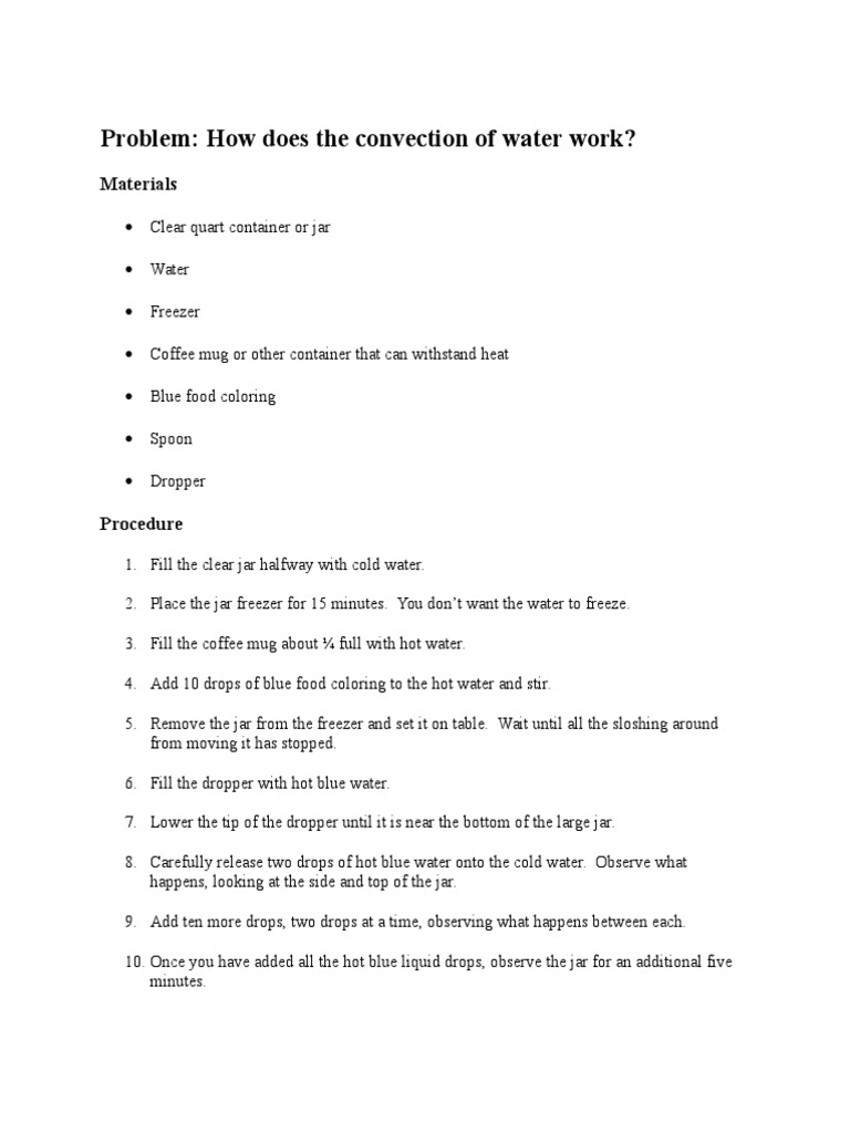 Water Convection Experiment Guide | PDF