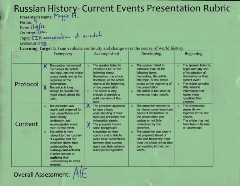 Russian History Presentation Rubric | PDF | Foreign Language Studies