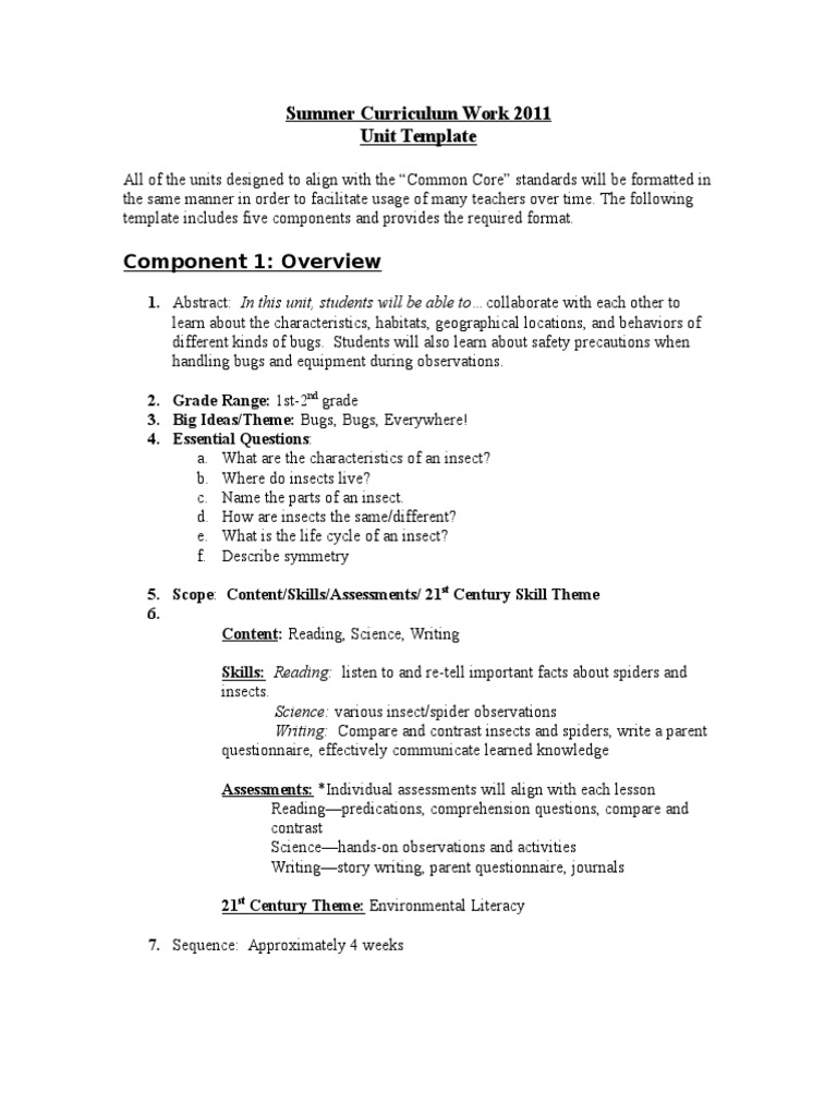 Bugs, Bugs Everywhere: Grade 1-2 Unit Plan | PDF | Bees | Reading ...