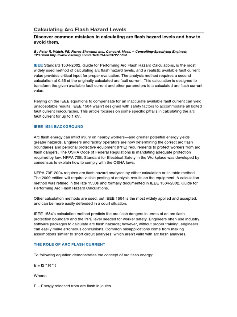 Calculating Arc Flash Level | PDF | Electric Arc | Personal Protective ...