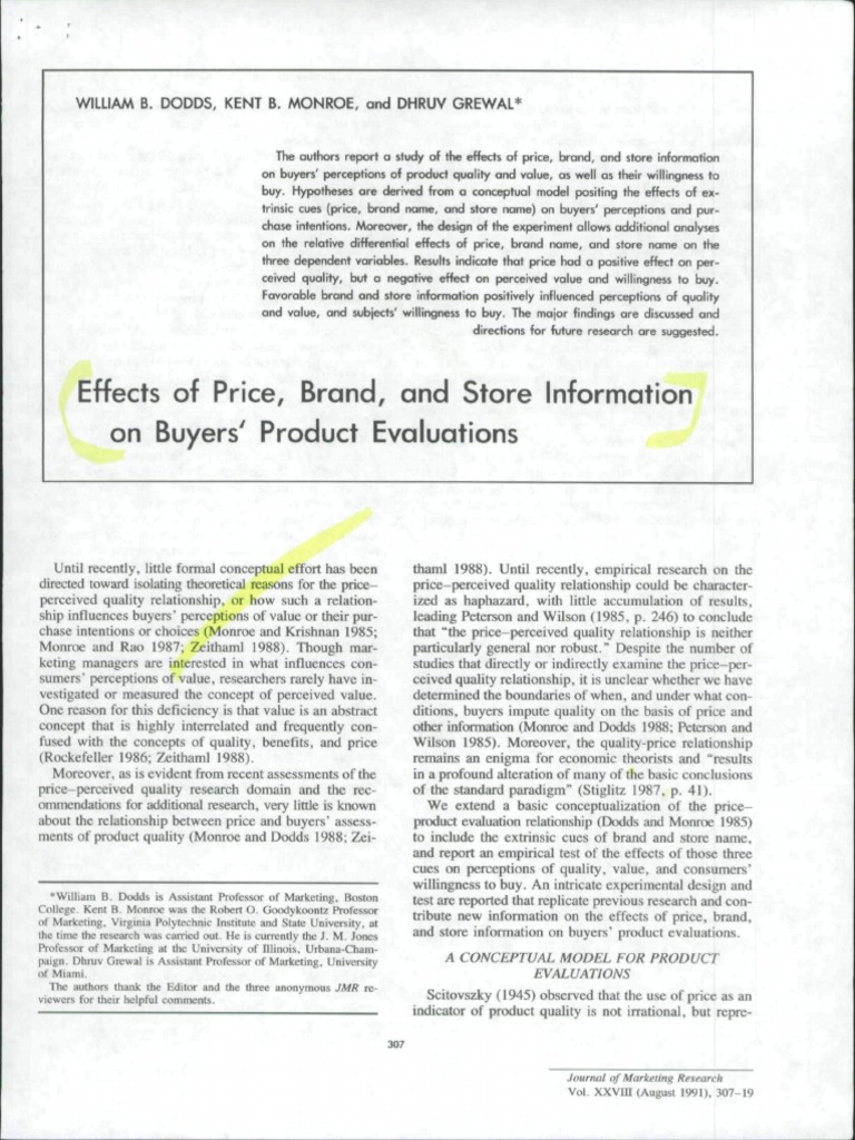 Price, Brand, and Store Effects on Value | PDF | Brand | Prices