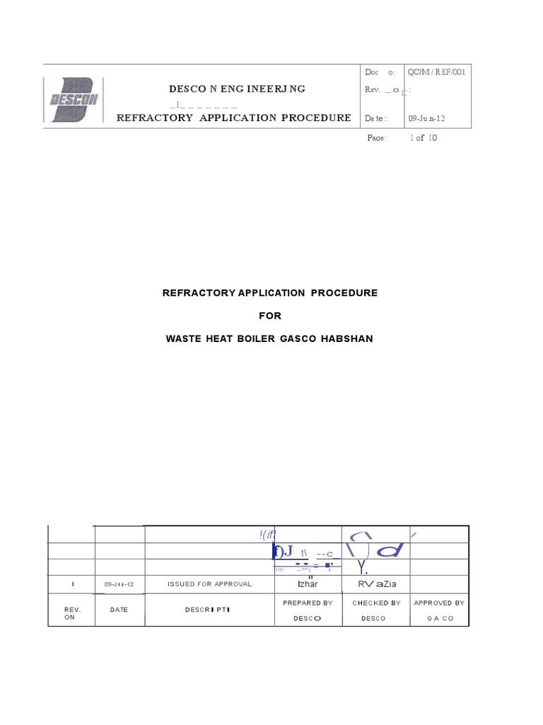 Refractory Procedure | PDF | Refractory | Materials