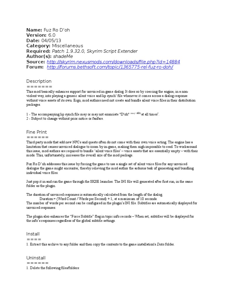 Fuz Ro D'oh - Readme | PDF | System Software | Digital Technology