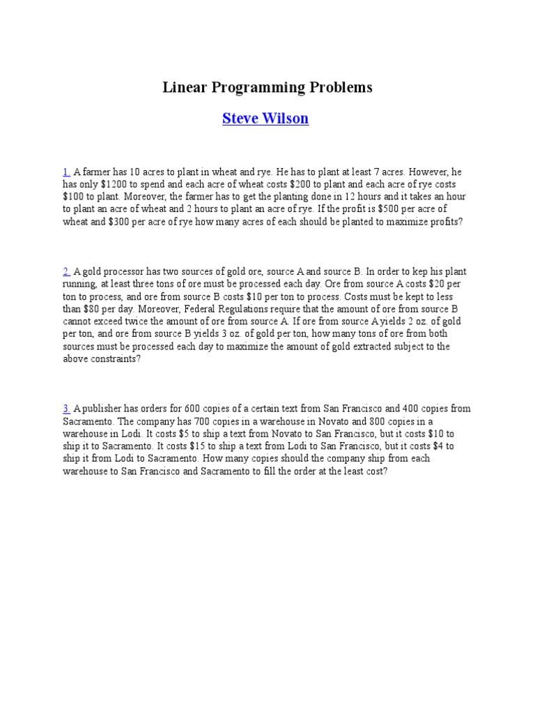 Linear Programming Problem Examples | PDF | Linear Programming ...