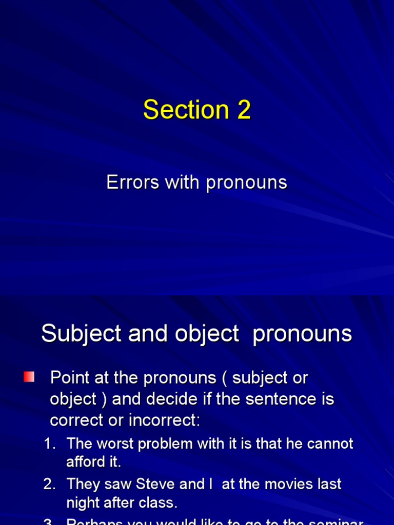 Errors With Pronouns | PDF | Pronoun | Grammatical Number