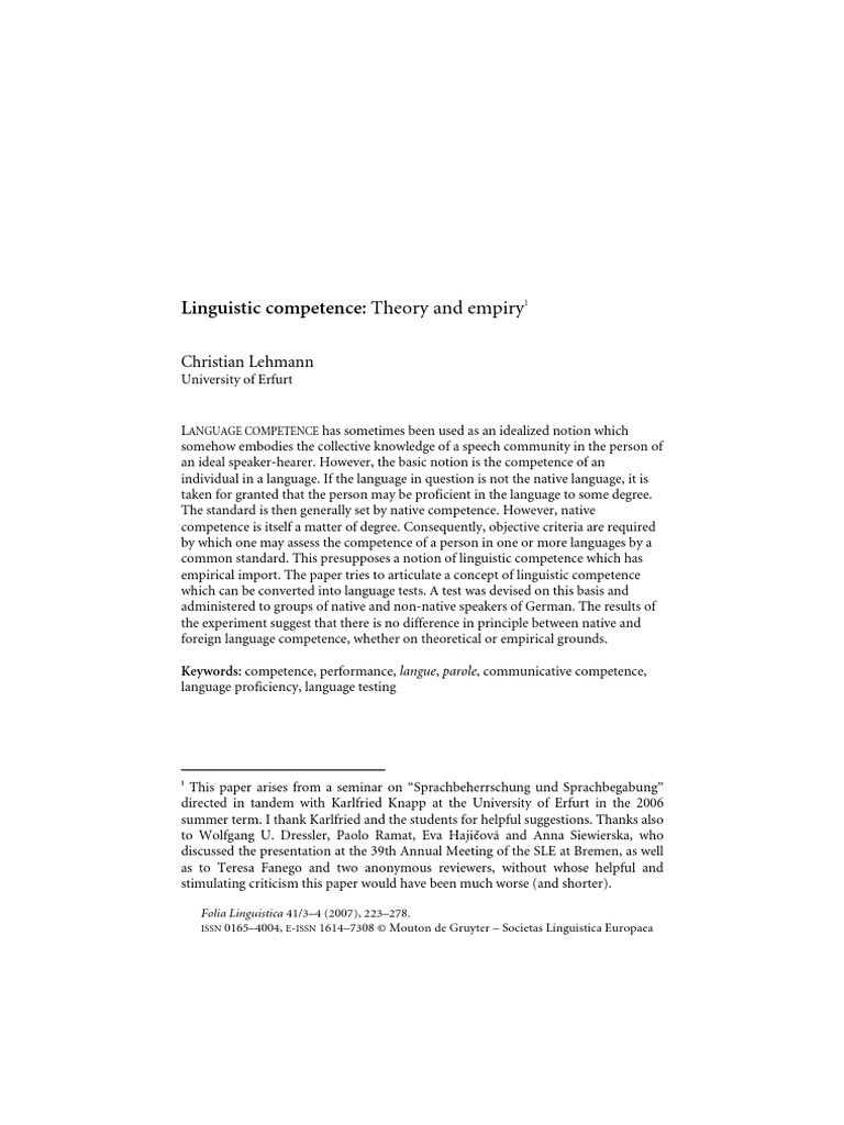 Linguistic Competence | Download Free PDF | Concept | Linguistics