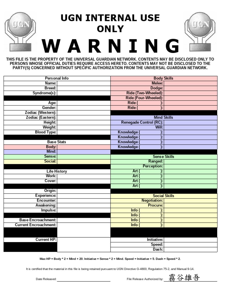 Double Cross Character Sheet Guide | PDF | Leisure | Sports