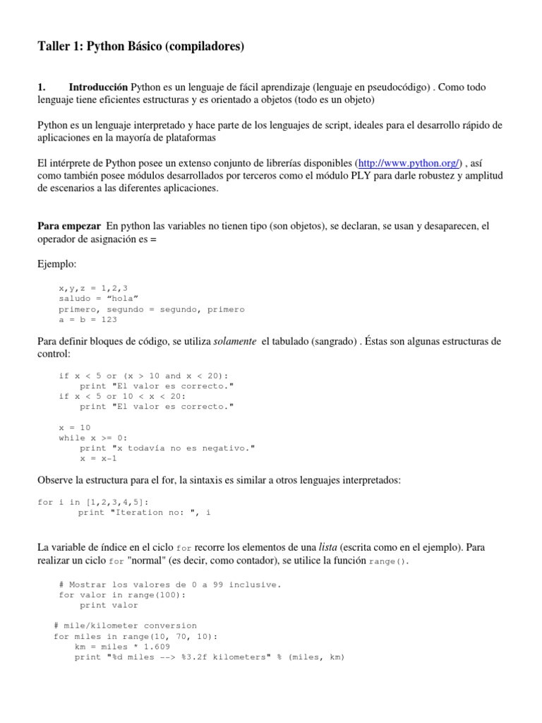 Python Basico | PDF | Python (lenguaje de programación) | Comillas