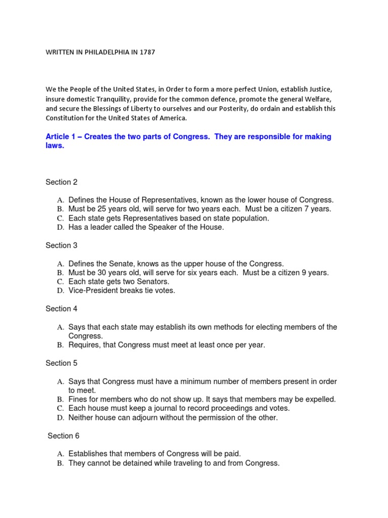 Constitution and Amendments Cheat Sheet | PDF | United States ...