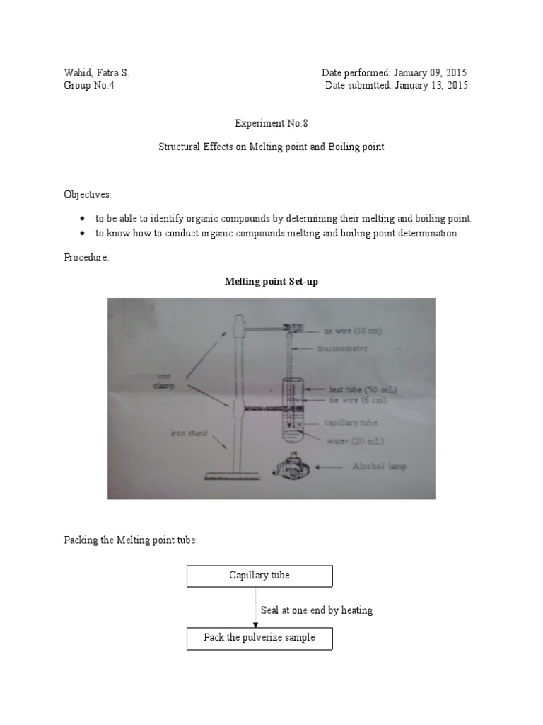 Experiment No.8 Structural Effects On Melting Point and Boiling Point ...
