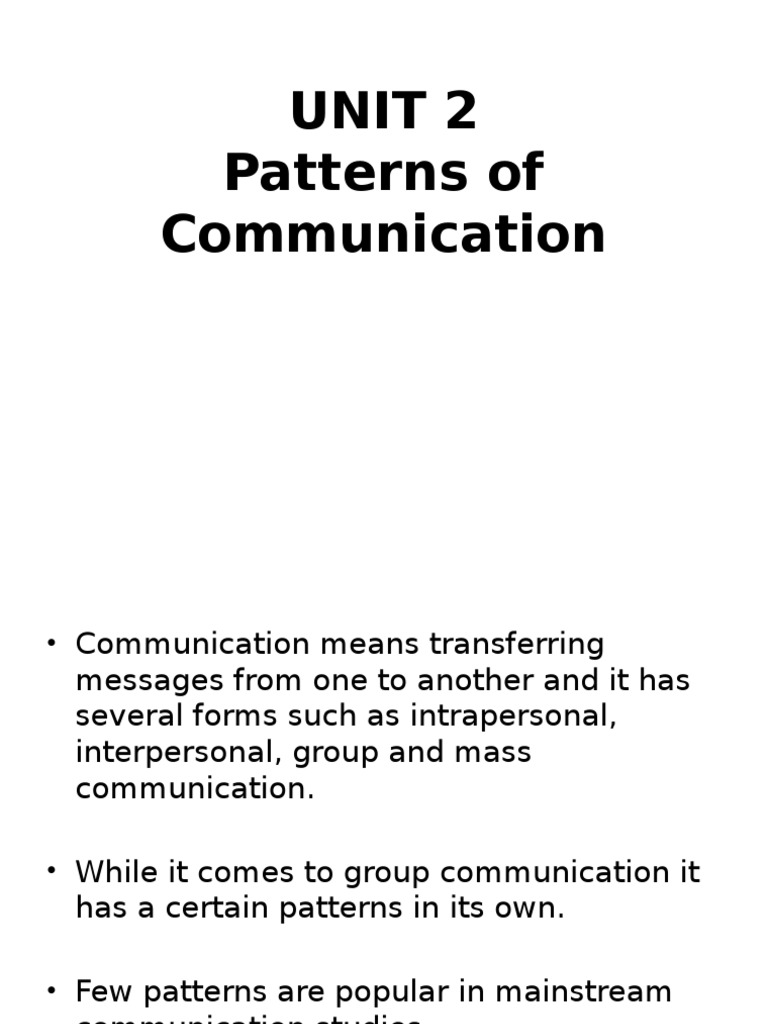 Patterns of Communication UNIT 2 | PDF | Nonverbal Communication ...