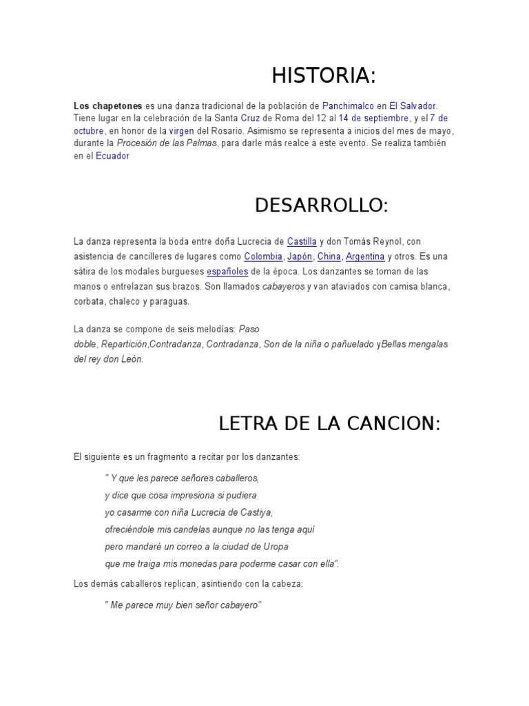 Danza Tradicional de los Chapetones | PDF