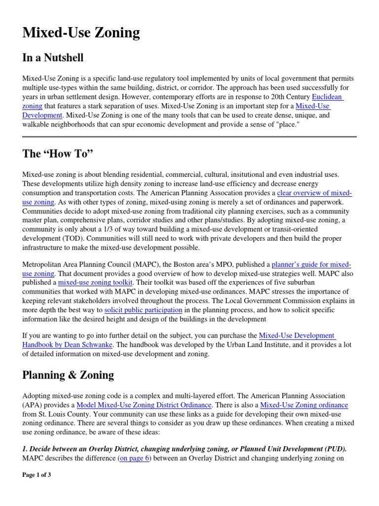 Mixed Use Zoning | PDF | Mixed Use Development | Zoning