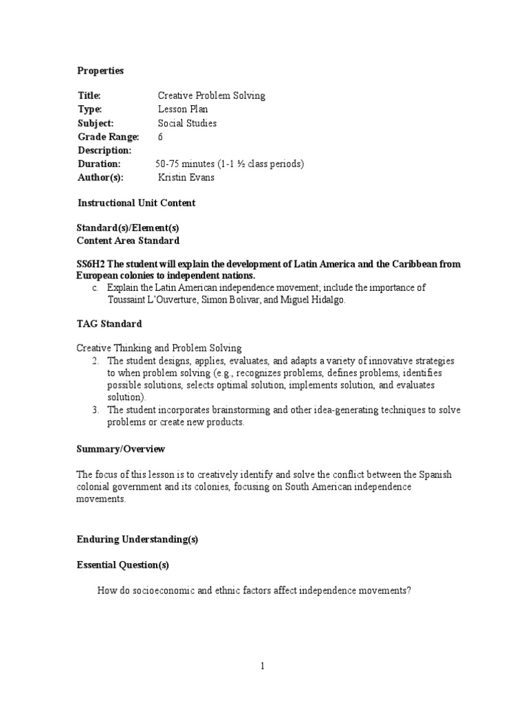 Creative Problem Solving in Social Studies | PDF | Brainstorming ...