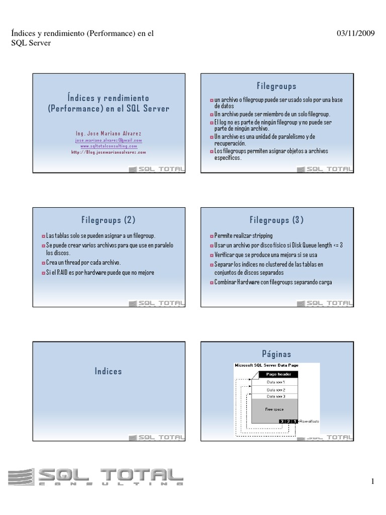 Índices y Rendimiento (Performance) en El SQL Server | PDF | Tabla (base de datos) | Servidor ...