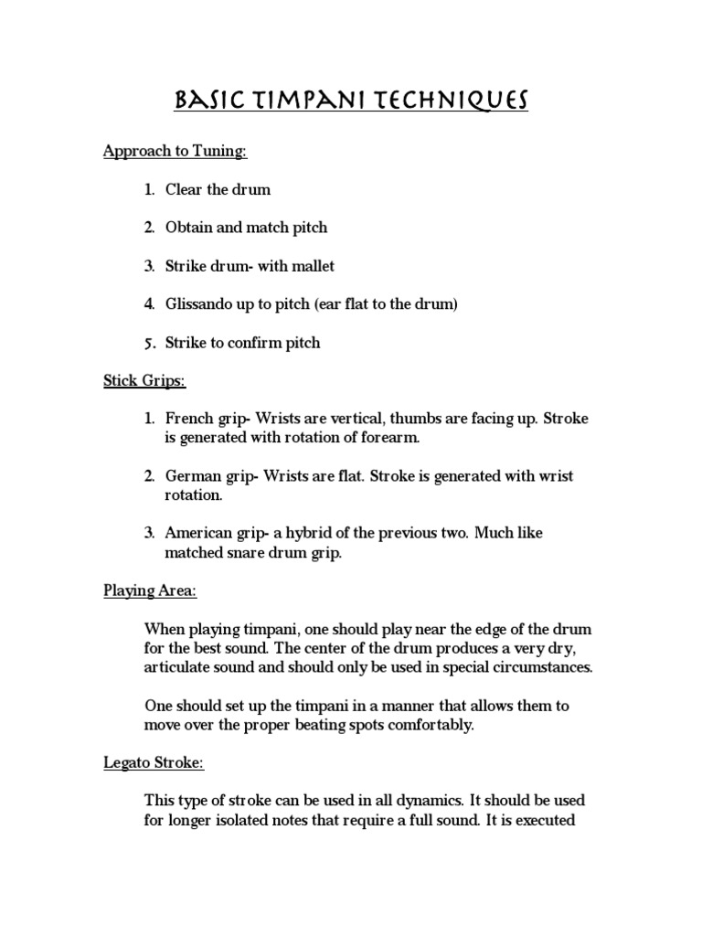 Basic Timpani Techniques | PDF