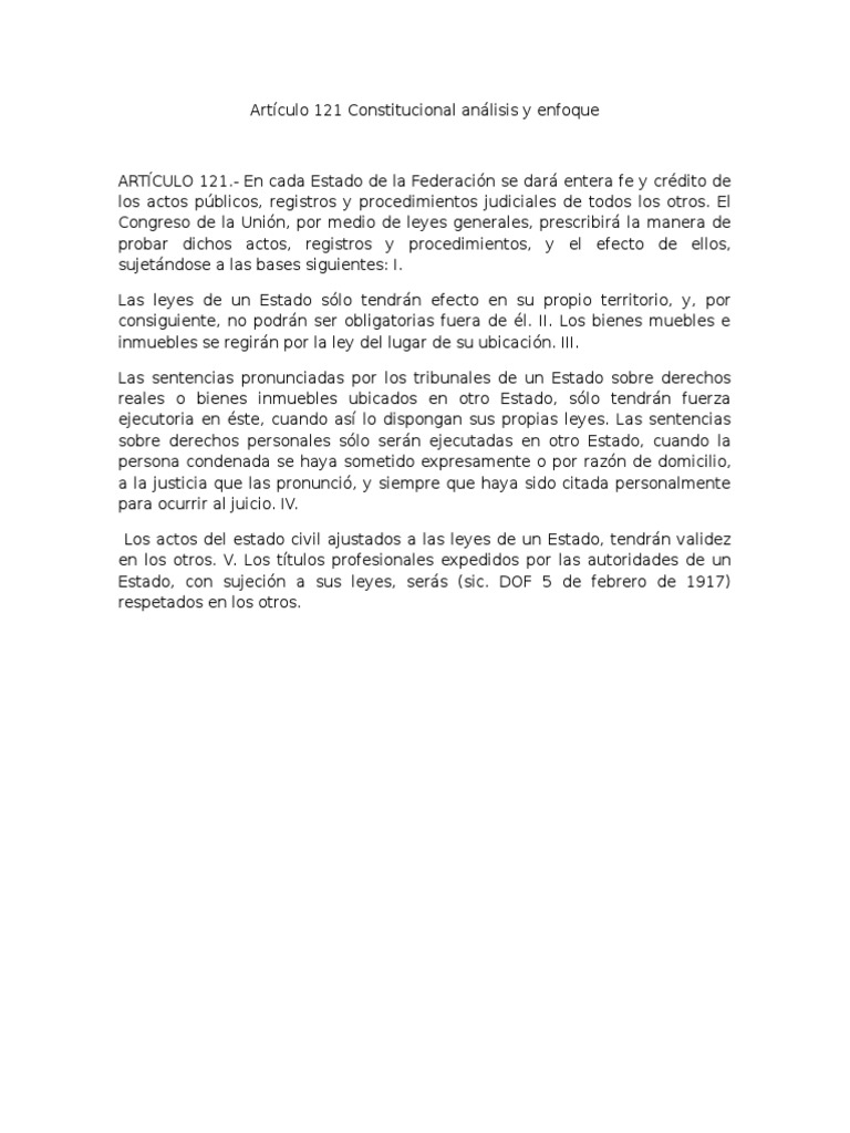 Artículo 121 Constitucional Análisis y Enfoque | PDF | Ley ...