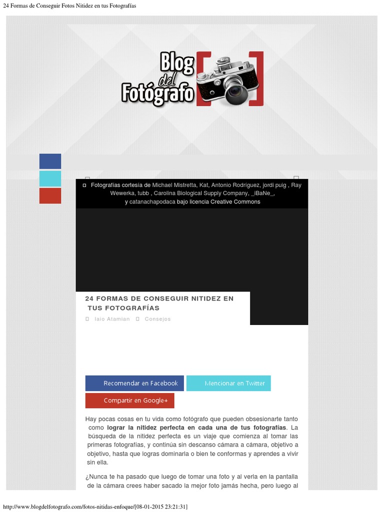 24 Formas de Conseguir Fotos Nitidez en Tus Fotografías | PDF | Lente ...